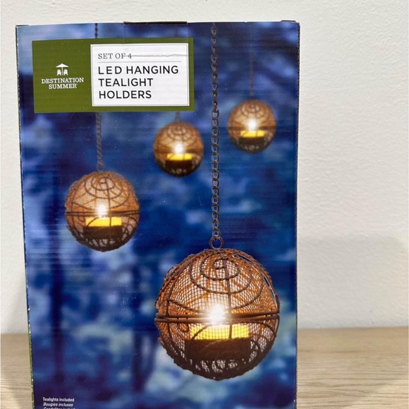 Other | Set Of Four Led Hanging Tea Light Holders Lights Are Included ...